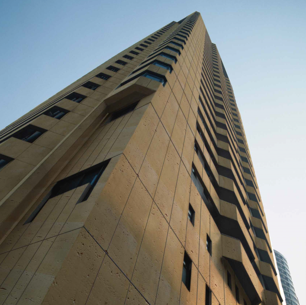 PHOMI travertine – applied on high rise building | PHOMI